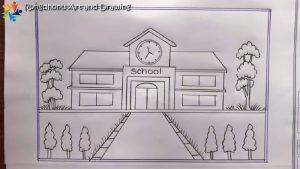 25 Easy School Drawing Ideas - How to Draw a School